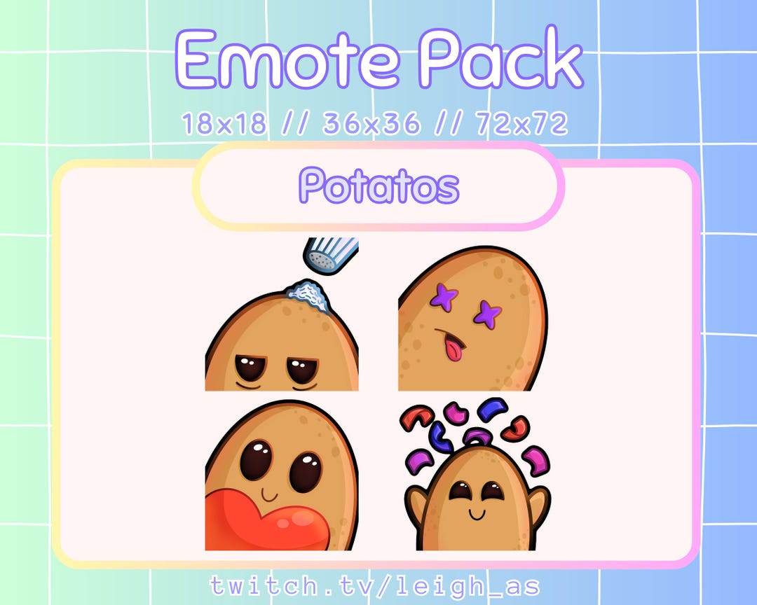 Potato Emote Pack for Twitch, Youtube, and Discord - Cute, Kawaii ...