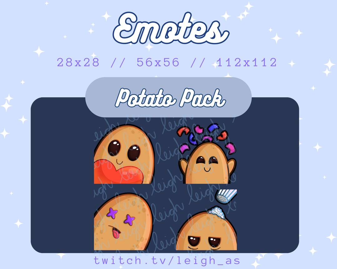 Potato Emote Pack for Twitch, Youtube, and Discord Cute, Kawaii, Potato ...