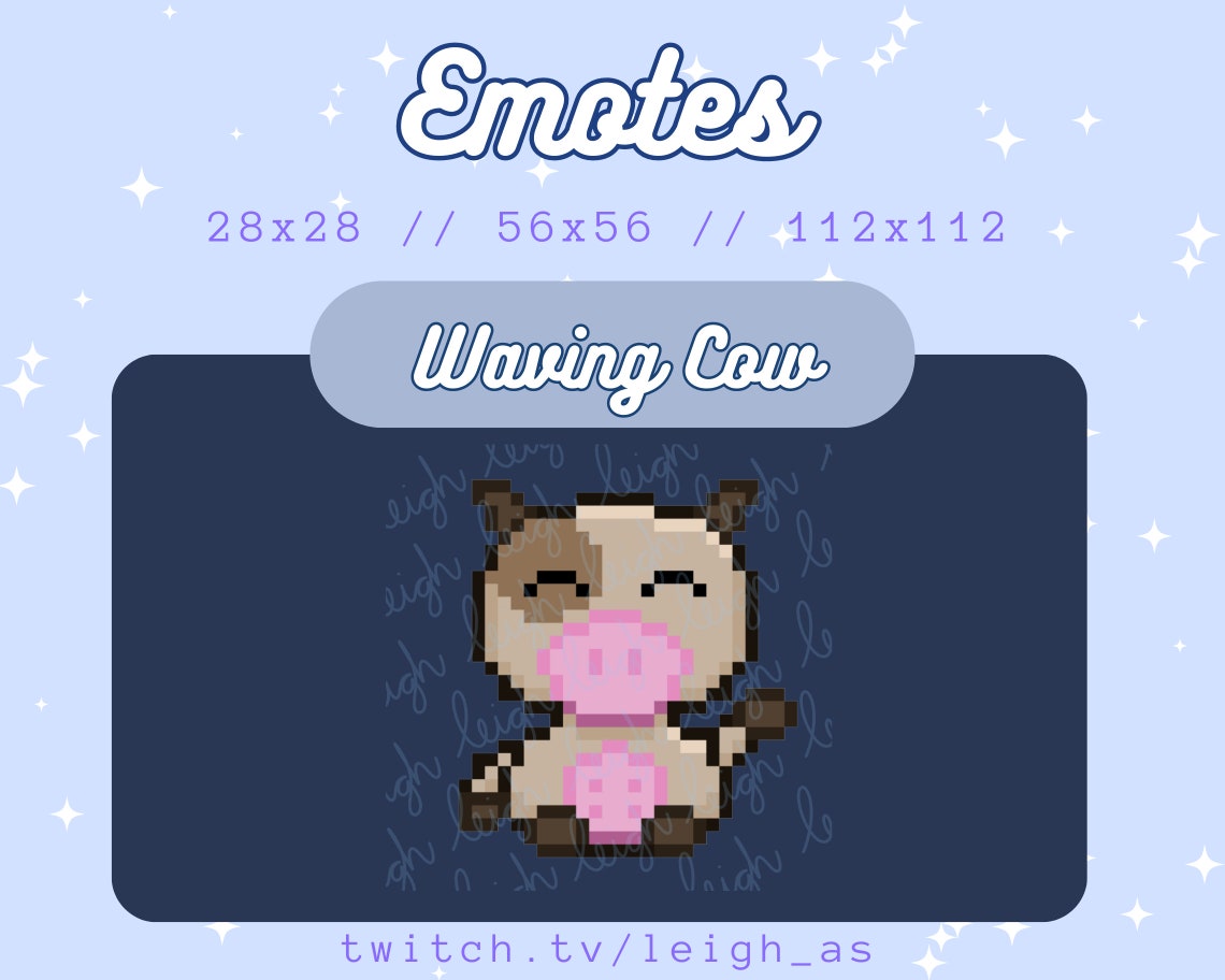 Waving Cow Animated Emote for Twitch - Pixel Art, Cute, Animal, Chunky ...
