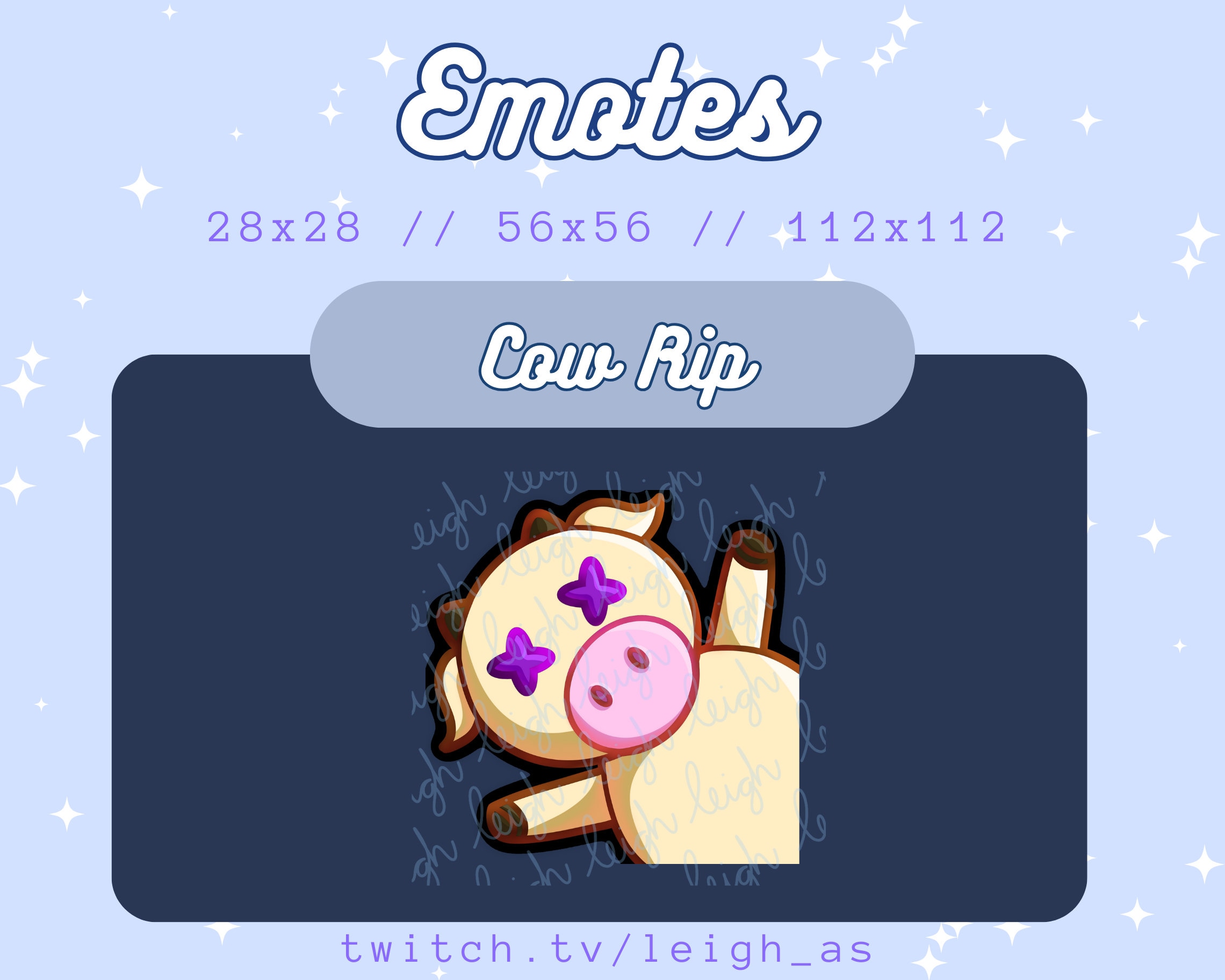 Cow Emote Pack for Twitch, Youtube, and Discord - Cute, Kawaii, Animal ...