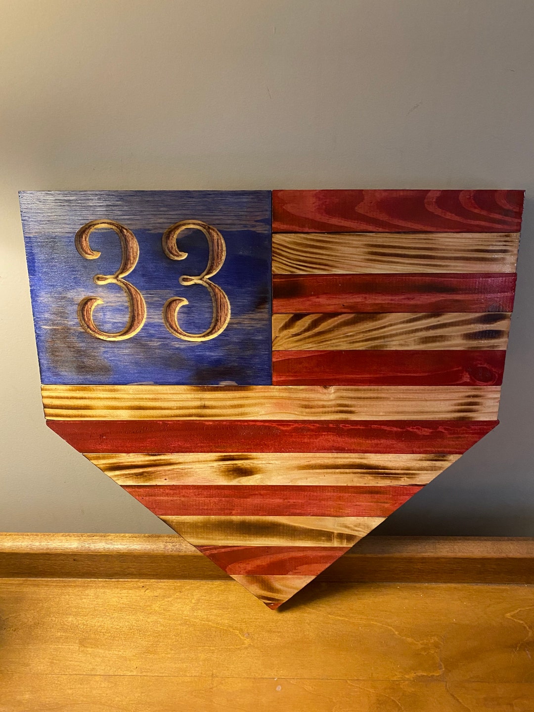 Wooden Flag Home Plate With Number - Etsy