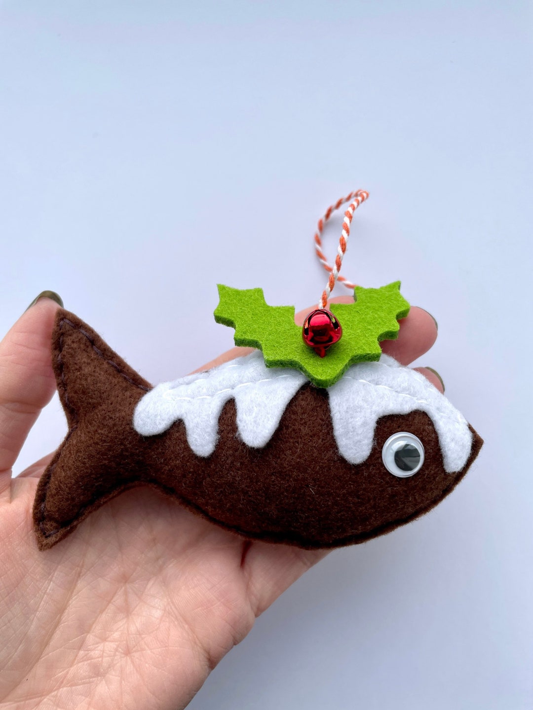 Handmade Felt Christmas Pudding Fish Ornament: Plush Tree Decoration - Etsy