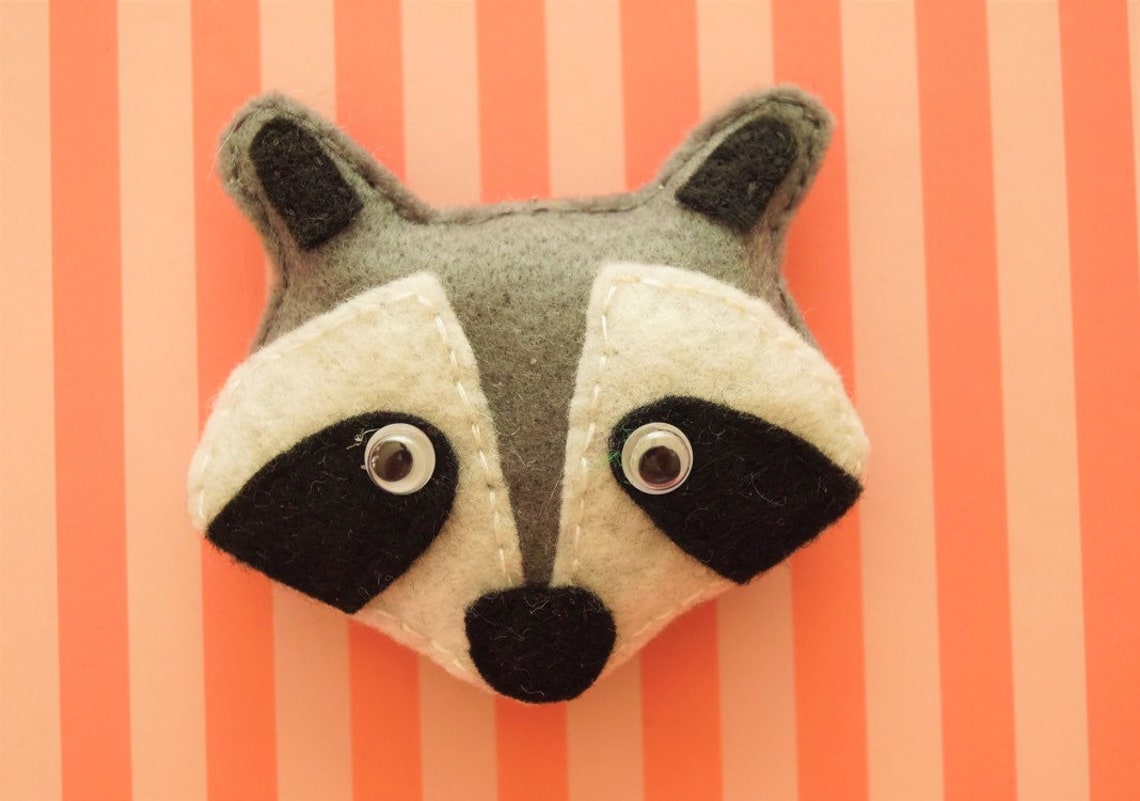 Handmade Felt Raccoon Keyring Keychain Brooch Plush - Etsy