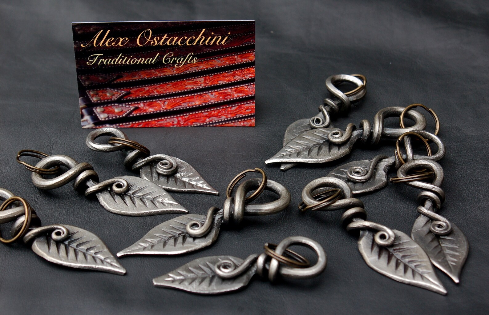 Hand Forged Steel Blacksmith Leaf Keyring/keychain/pendant - Etsy