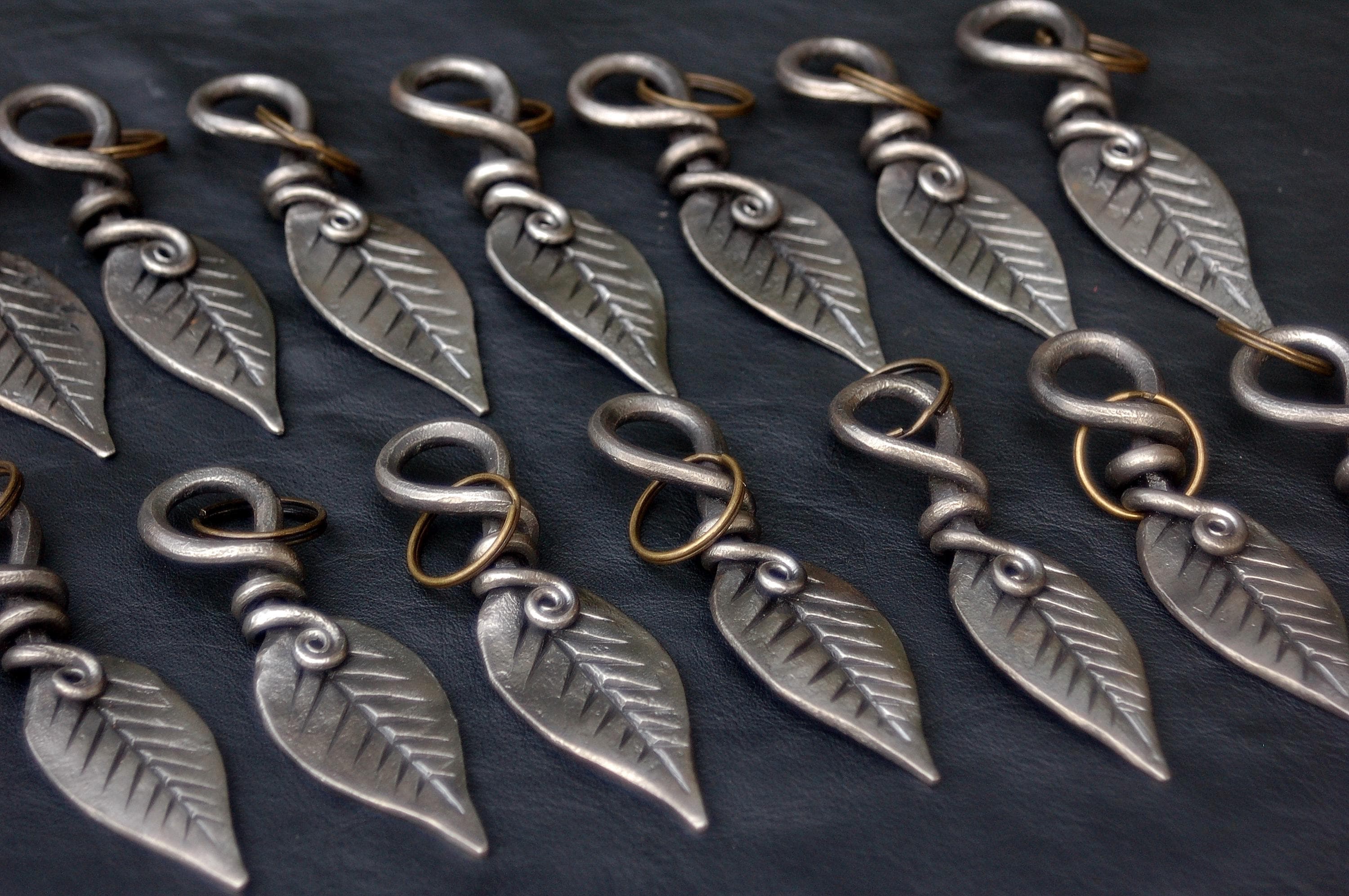 Hand Forged Steel Blacksmith Leaf Keyring/keychain/pendant - Etsy