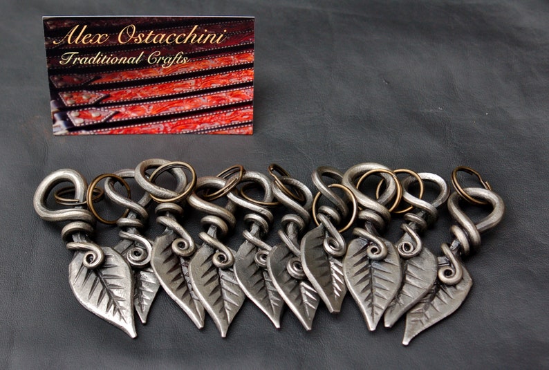 Hand Forged Steel Blacksmith Leaf Keyring/keychain/pendant - Etsy