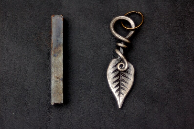 Hand Forged Steel Blacksmith Leaf Keyring/Keychain/Pendant | Etsy