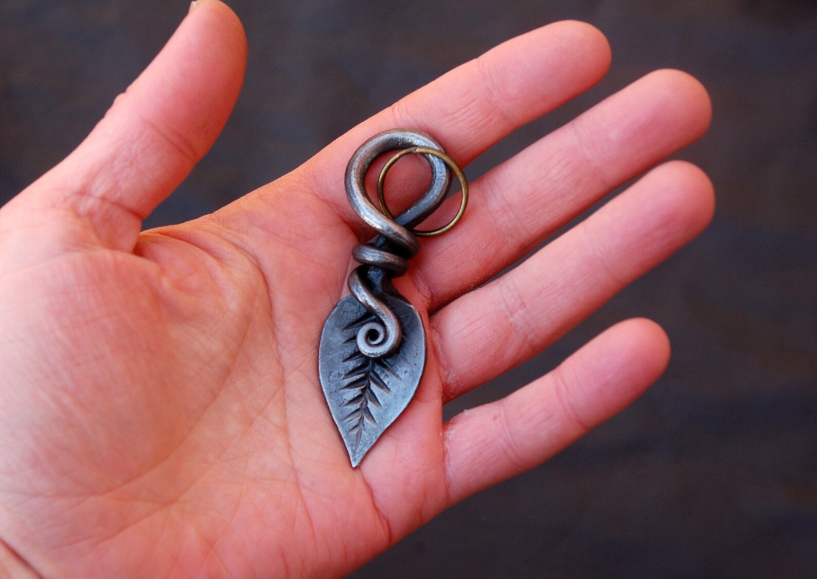 Hand Forged Steel Blacksmith Leaf Keyring/keychain/pendant - Etsy