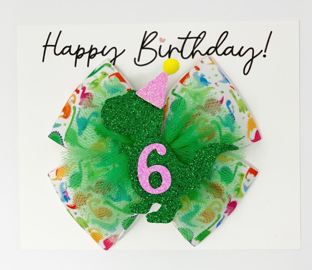 Dinosaur Birthday Hair Bow, Personalized Birthday Number Hair Bow ...