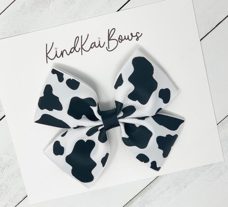 Cow Print Hair Bows Cowgirl Hair Bows Black and White - Etsy