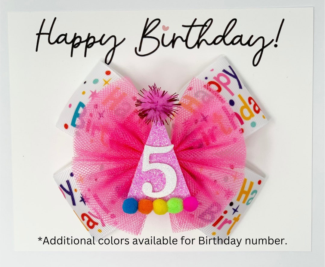 Birthday Hair Bow, Happy Birthday Bows, Hot Pink Birthday Bows ...