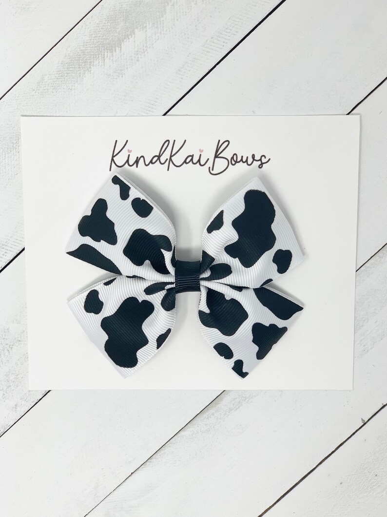 Cow Print Hair Bows Cowgirl Hair Bows Black and White - Etsy