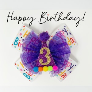 Purple Happy Birthday Hair Bow - Etsy UK