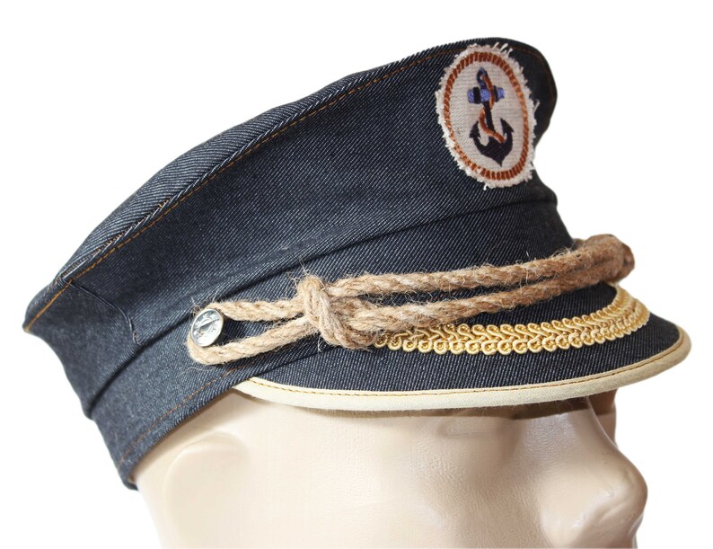 Sea, Denim, Captain's Hat, Yacht Hat, Boat Hat, Navy Captain Hat ...