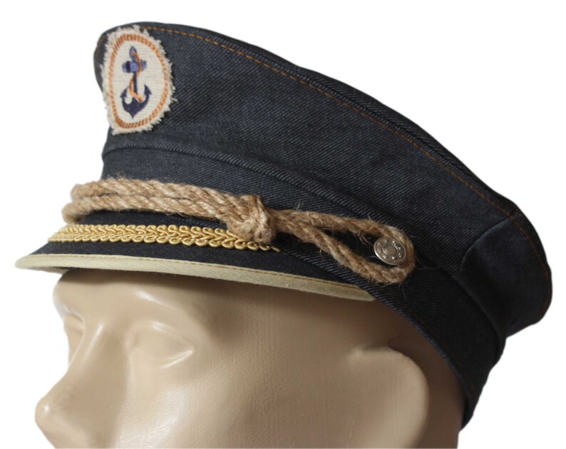 Sea, Denim, Captain's Hat, Yacht Hat, Boat Hat, Navy Captain Hat ...
