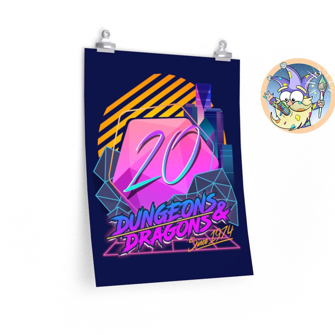 Retro D20 Poster | Retro | Dnd | Dungeons Dragons | Rpg Gifts | D&D ...