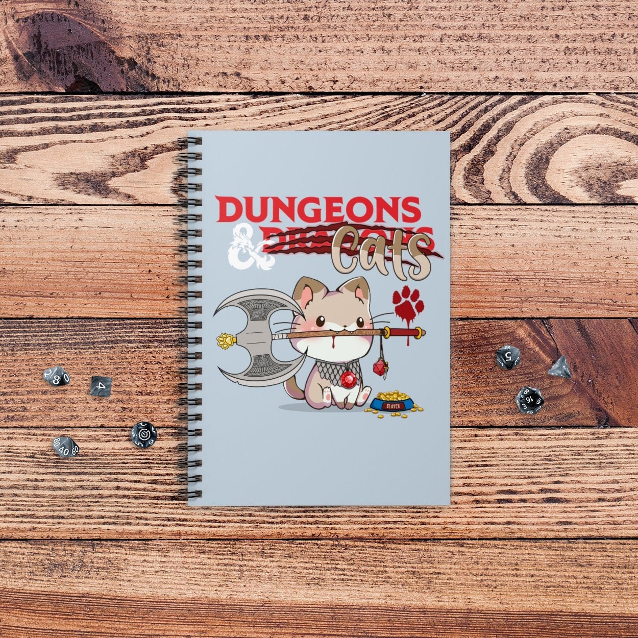 Dungeons and Cats DnD Notebook Spiral Gift for DnD players | Etsy