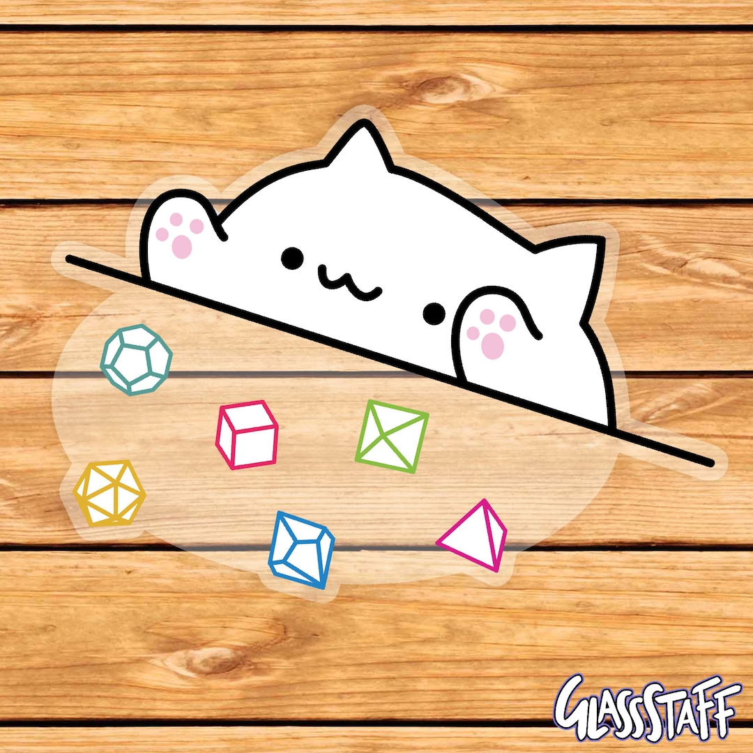 Dice Cat Transparant Dnd Sticker | Neko Kitten Ttrpg Sticker | Dnd Gift ...