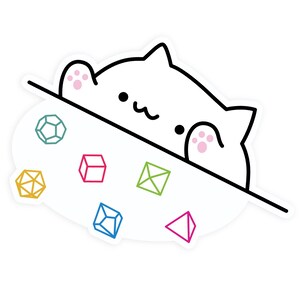 Dice Cat Transparant Dnd Sticker | Neko Kitten Ttrpg Sticker | Dnd Gift ...