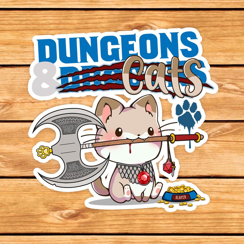 Dungeons and Cats Dnd Sticker Dnd Gift GM Dungeons & - Etsy