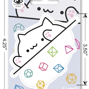 Dice Cat Transparant Dnd Sticker | Neko Kitten Ttrpg Sticker | Dnd Gift ...