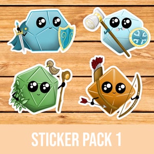 Cute Dice Sticker Packs | Cute Dnd Gift | Kawaii Gift for Dm | Dungeons ...