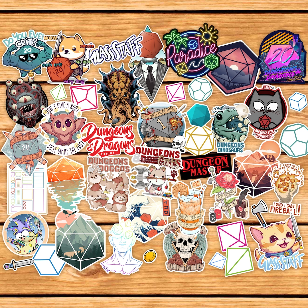 40+ Dnd Stickerbomb Pack From Glassstaff | TTRPG DND Stickers | Gift ...