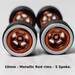 10mm/10mm Metallic Red Rims 5 Spoke Whitewall Treaded Rubber Tire Set ...