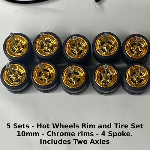 Toys 4 Sets-Hot Wheels 10mm/10mm JDM Gold and Yellow rims 6 spoke ...