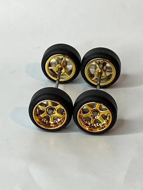 Toys 4 Sets-Hot Wheels 10mm/10mm JDM Gold and Yellow rims 6 spoke ...