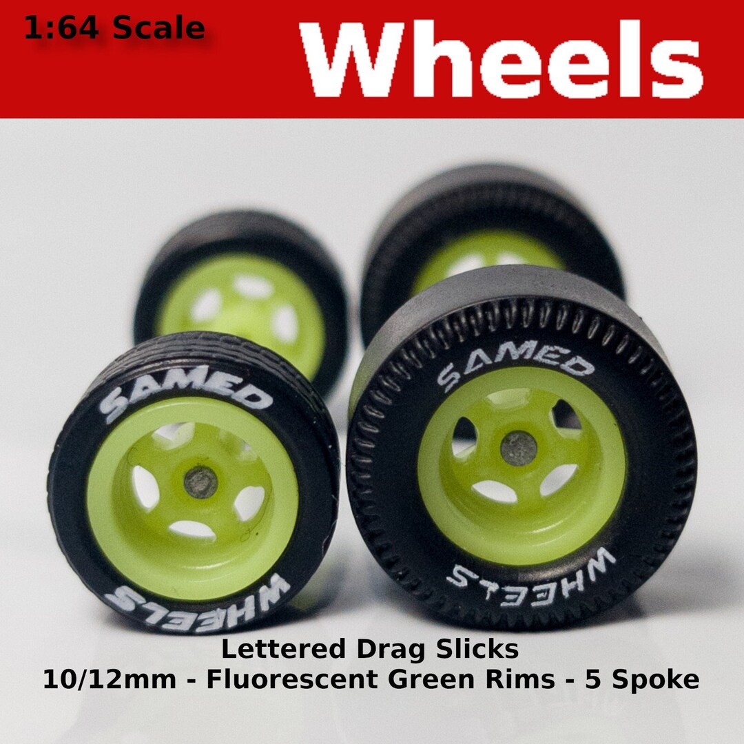 Muscle Car Long Axle - Fluor Green 5 Spoke Drag Slicks - 10mm/12mm - Etsy