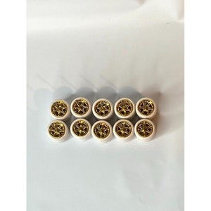 5 Sets - 10mm/10mm JDM Gold Rims 6 Spoke Rubber Tire Sets. - Etsy