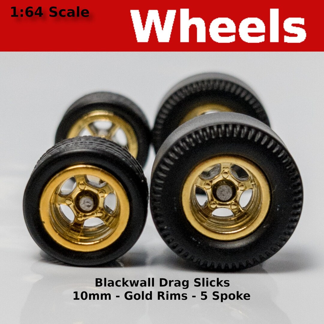 Muscle Car Long Axle - Gold 5 Spoke Blackwall Tire Drag Slicks - 10mm/12mm - Etsy
