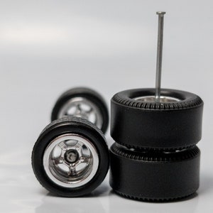 Muscle Car Long Axle Chrome 5 Spoke Blackwall Tire Drag Slicks 10mm ...