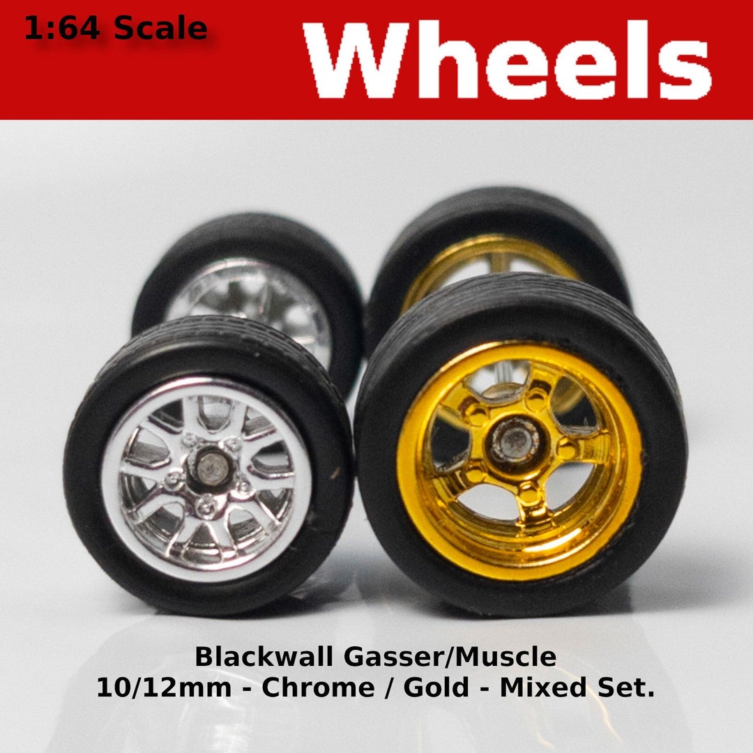 Gasser/muscle Car - Gold 5 Spoke and Chrome 10 Spoke Wheels - 10mm/12mm ...