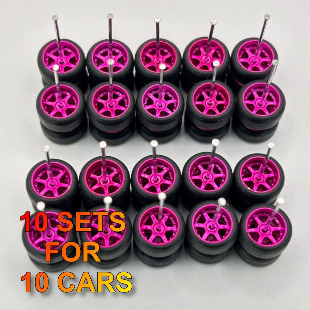 10 Sets - 10mm/10mm JDM Mexican Pink 6 Spoke Rubber Tire Sets. - Etsy