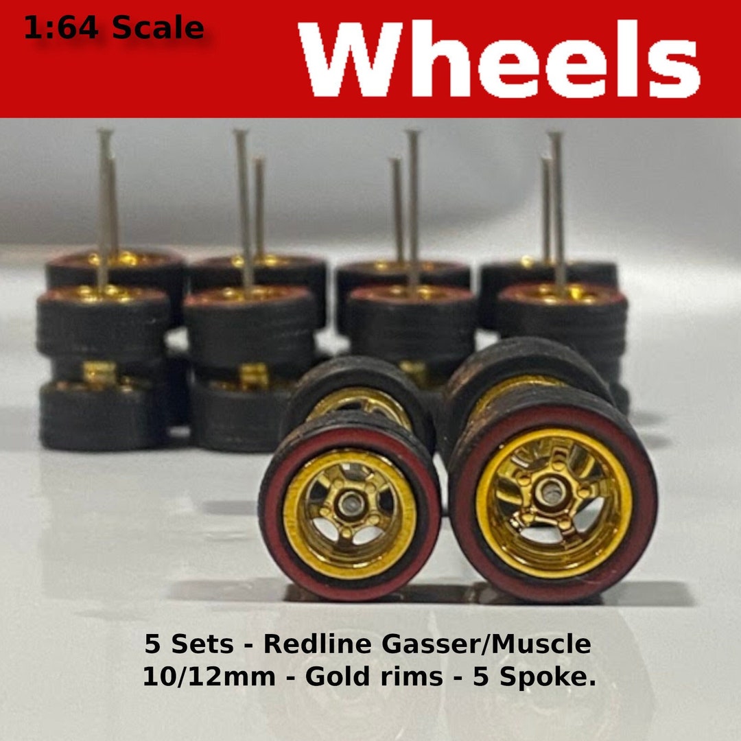 5 Sets - Gasser/muscle Car - Gold Redline Wheels - 10mm/12mm - Etsy