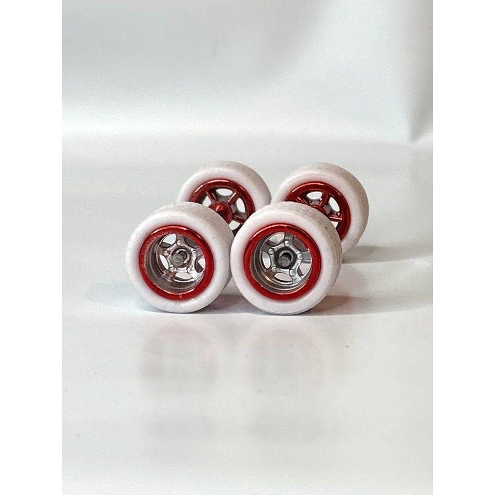 5 Spoke Red and Chrome With White Tires Wheels and Tires - Etsy
