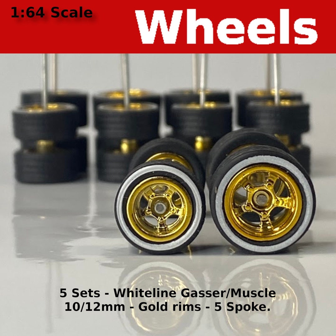 5 Sets - Gasser/muscle Car - Gold Whiteline Wheels - 10mm/12mm - Etsy