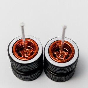 10mm/10mm Metallic Red Rims 5 Spoke Whitewall Treaded Rubber Tire Set ...