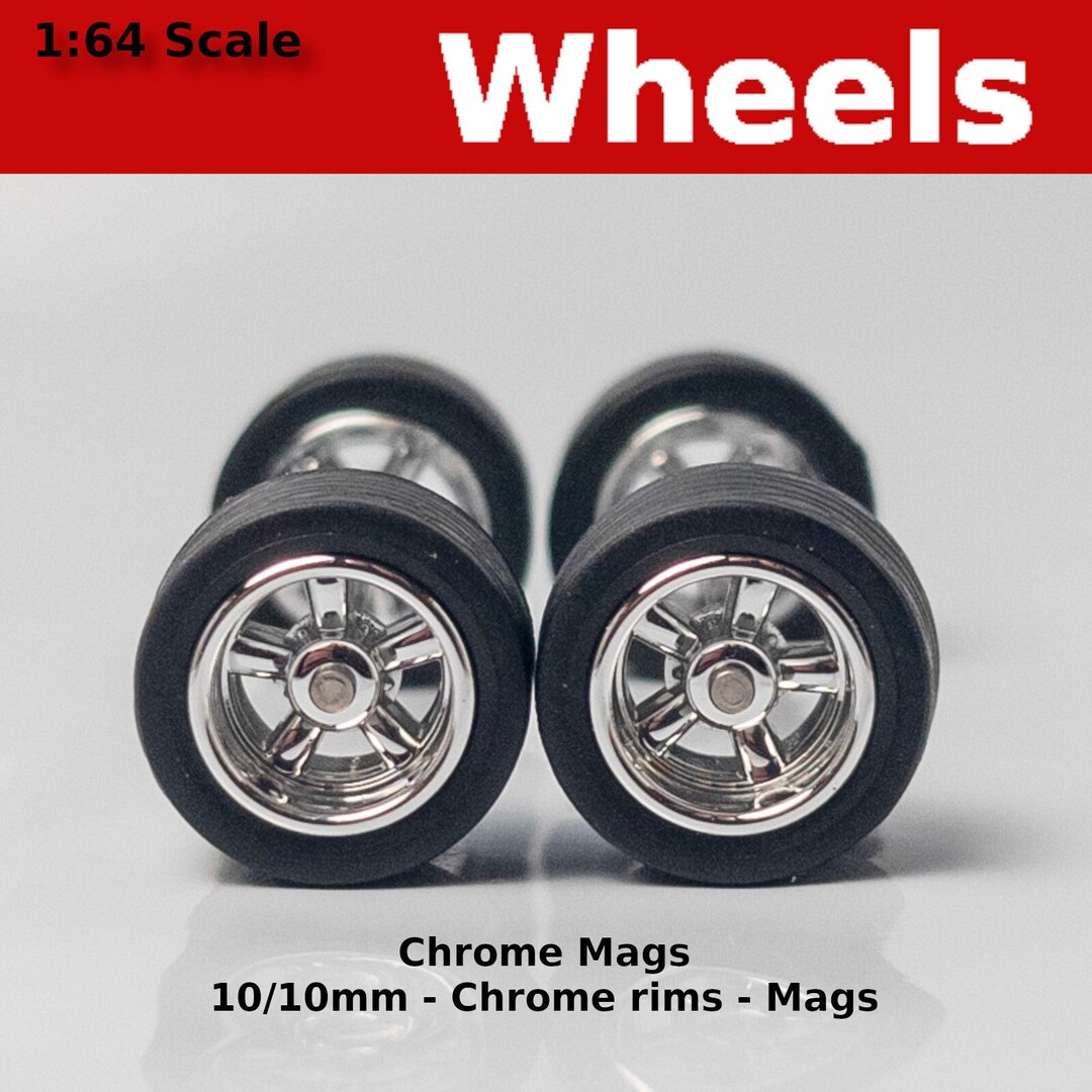 10mm/10mm Chrome Rims 5 Spoke Mags Rubber Tire Set. - Etsy