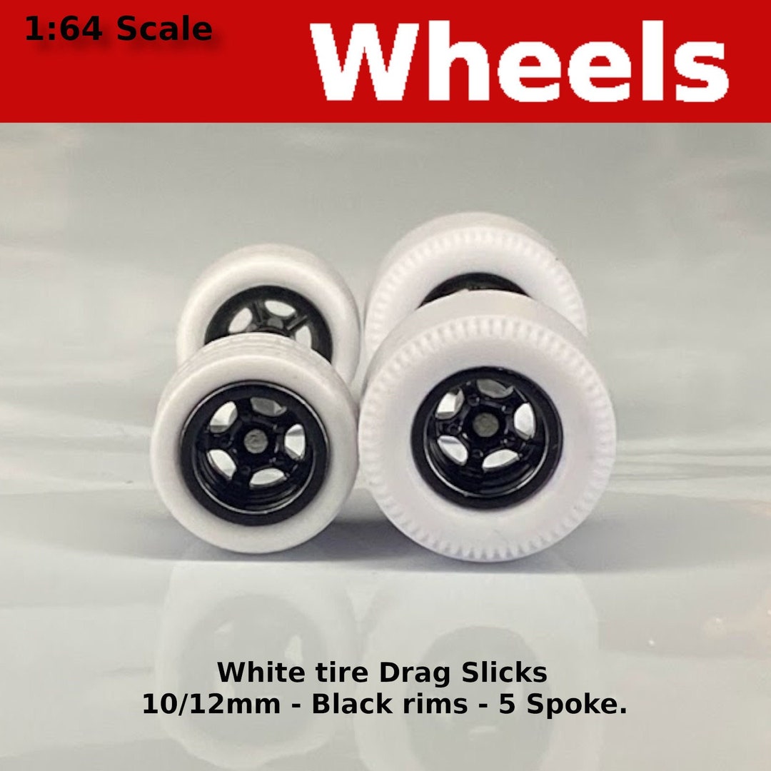 Muscle Car Long Axle Black 5 Spoke White Tire Drag Slicks 10mm/12mm - Etsy