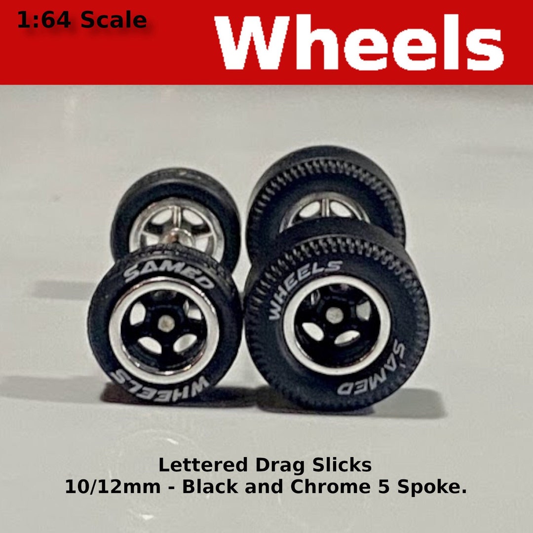 Muscle Car Long Axle Black and Chrome 5 Spoke Drag Slicks 10mm/12mm - Etsy