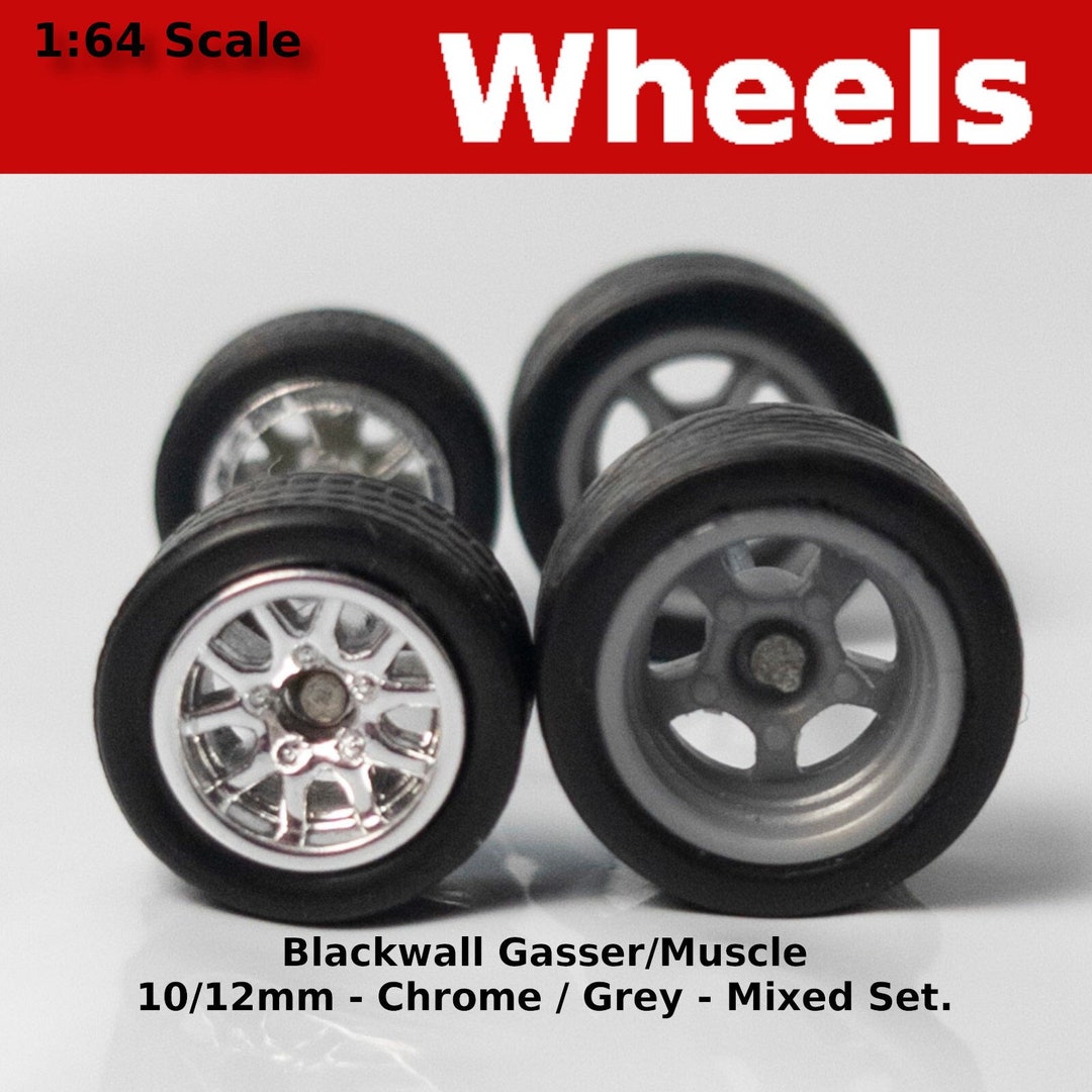 Gasser/muscle Car - Grey 5 Spoke and Chrome 10 Spoke Wheels - 10mm/12mm ...