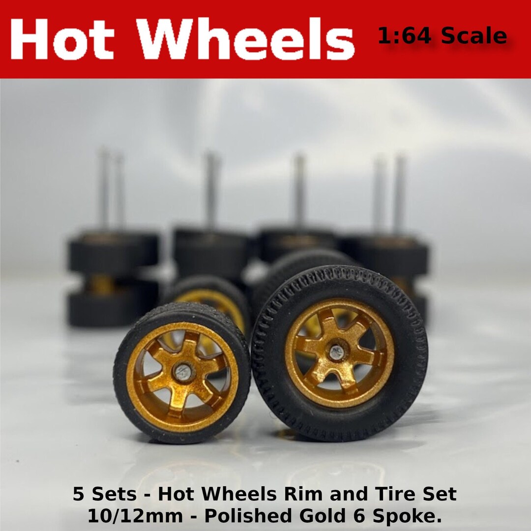 5 Sets - Muscle Car Long Axle - Brushed Gold 6 Spoke Drag Slicks - 10mm/12mm - Etsy