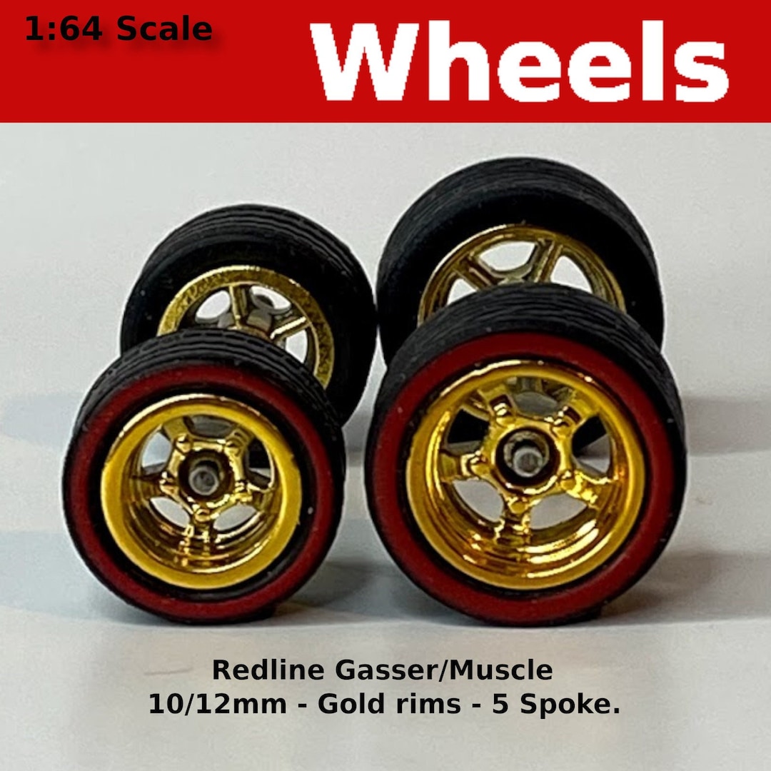 Gasser/muscle Car - Gold Redline Wheels - 10mm/12mm - Etsy
