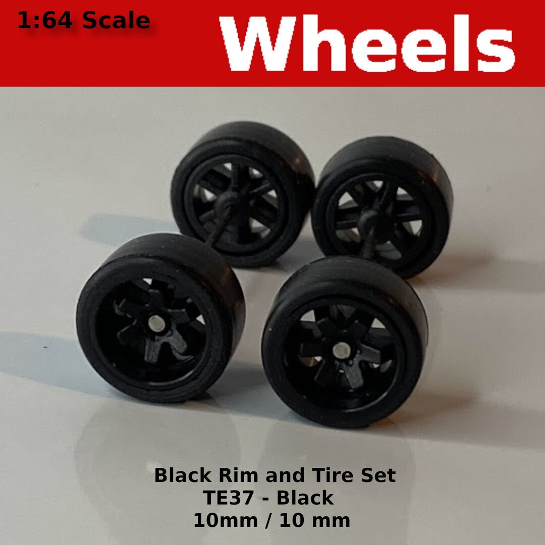 10mm/10mm JDM Black 6 Spoke TE37 Rubber Tire Set. - Etsy