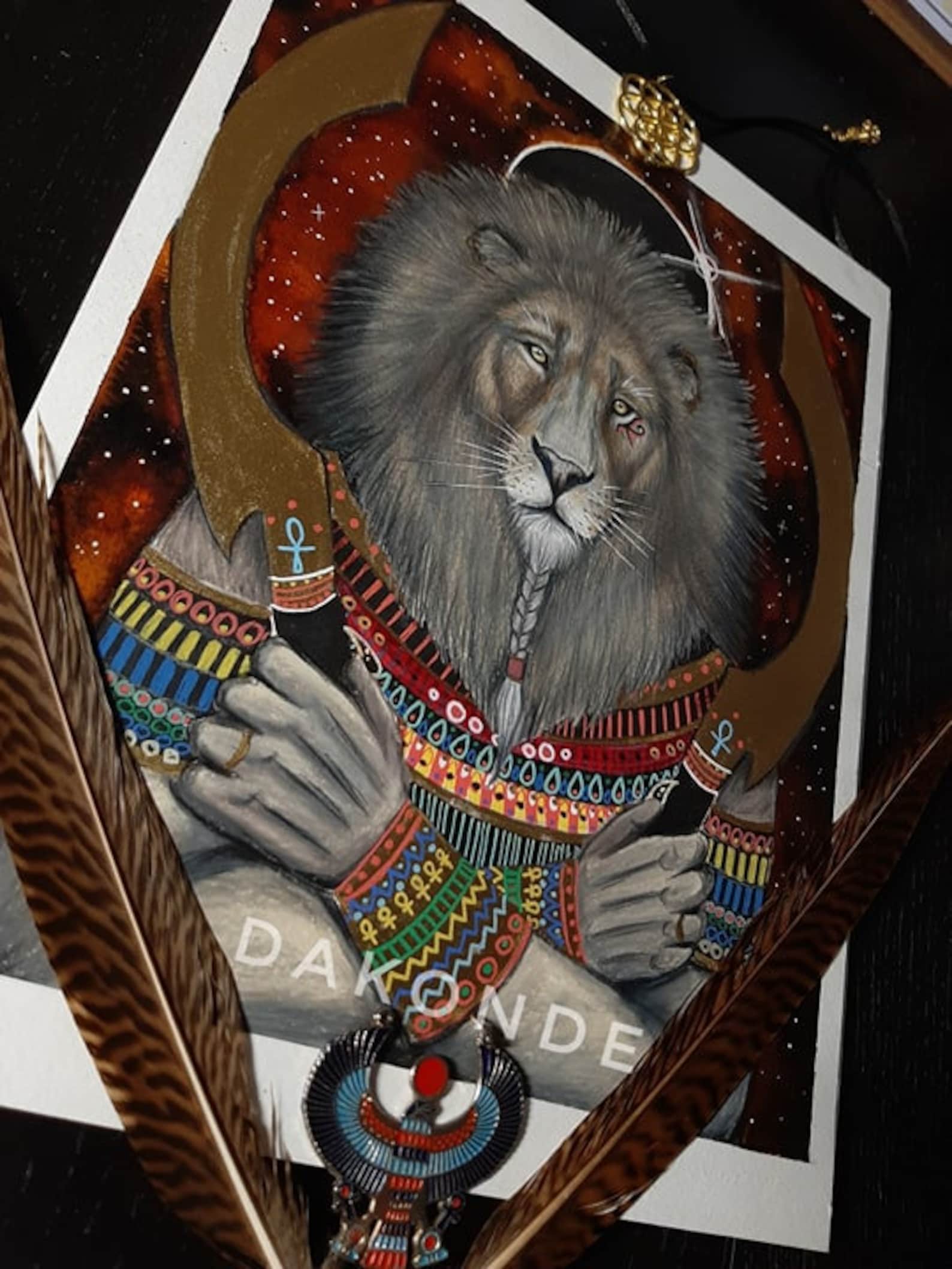 Maahes Egyptian God Print - Etsy UK