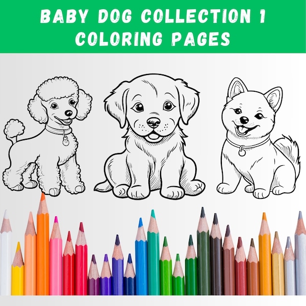 Baby Dog Coloring Page - Etsy