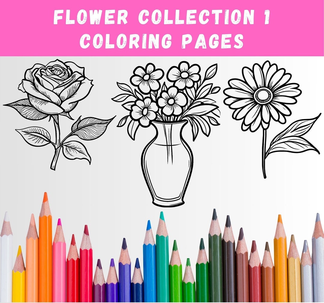 12 Bold and Easy Floral Coloring Pages, Flowers, Coloring Books ...